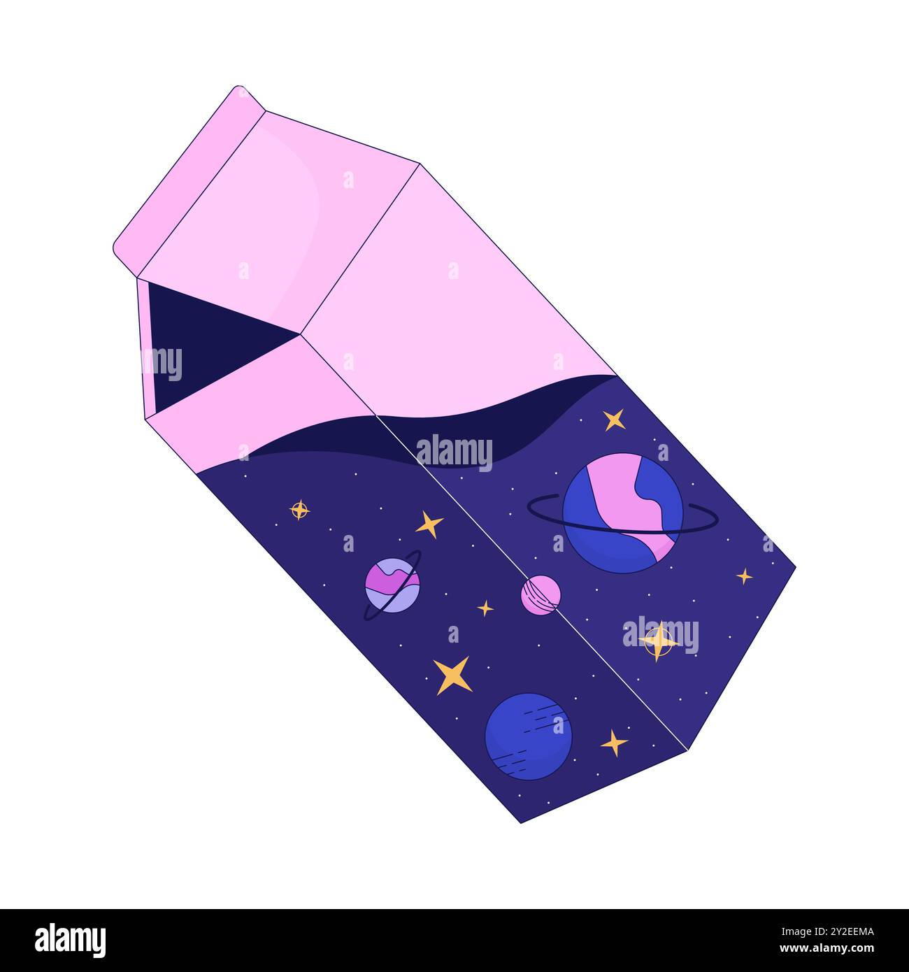 Transparent pack with space milk 2D linear cartoon object Stock Vector ...