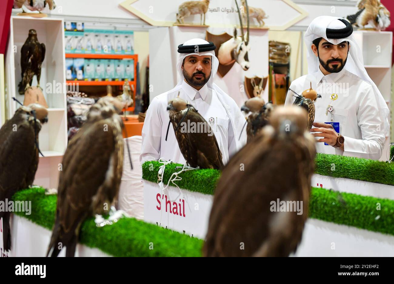 INTERNATIONAL HUNTING AND FALCONS EXHIBITION IN DOHA Visitors observe ...