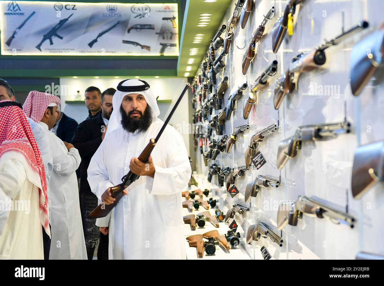 INTERNATIONAL HUNTING AND FALCONS EXHIBITION IN DOHA People check a ...