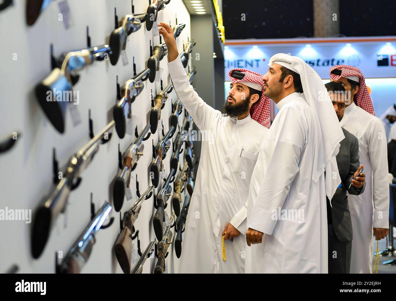 INTERNATIONAL HUNTING AND FALCONS EXHIBITION IN DOHA People check a ...