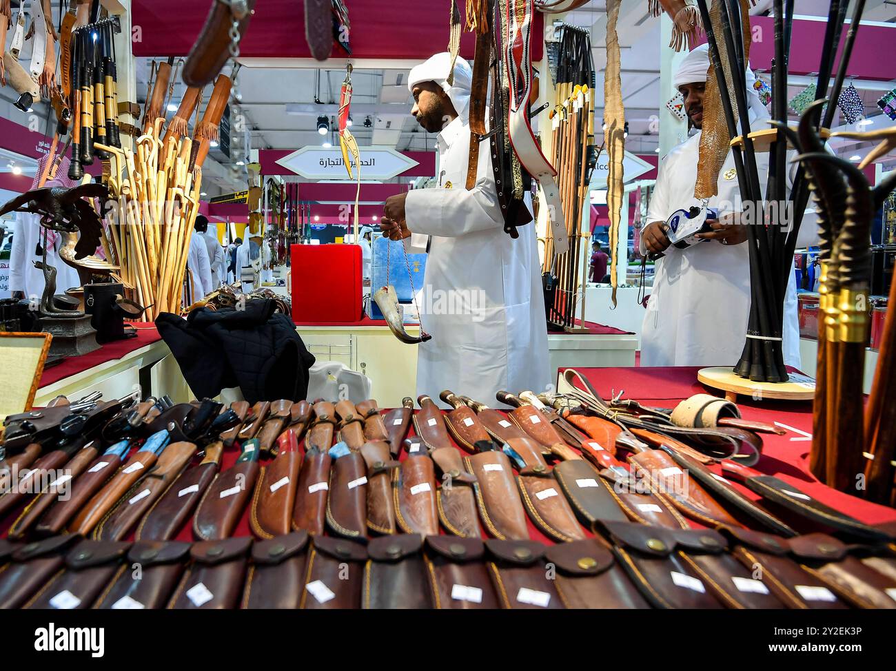 INTERNATIONAL HUNTING AND FALCONS EXHIBITION IN DOHA A stall of hunting ...