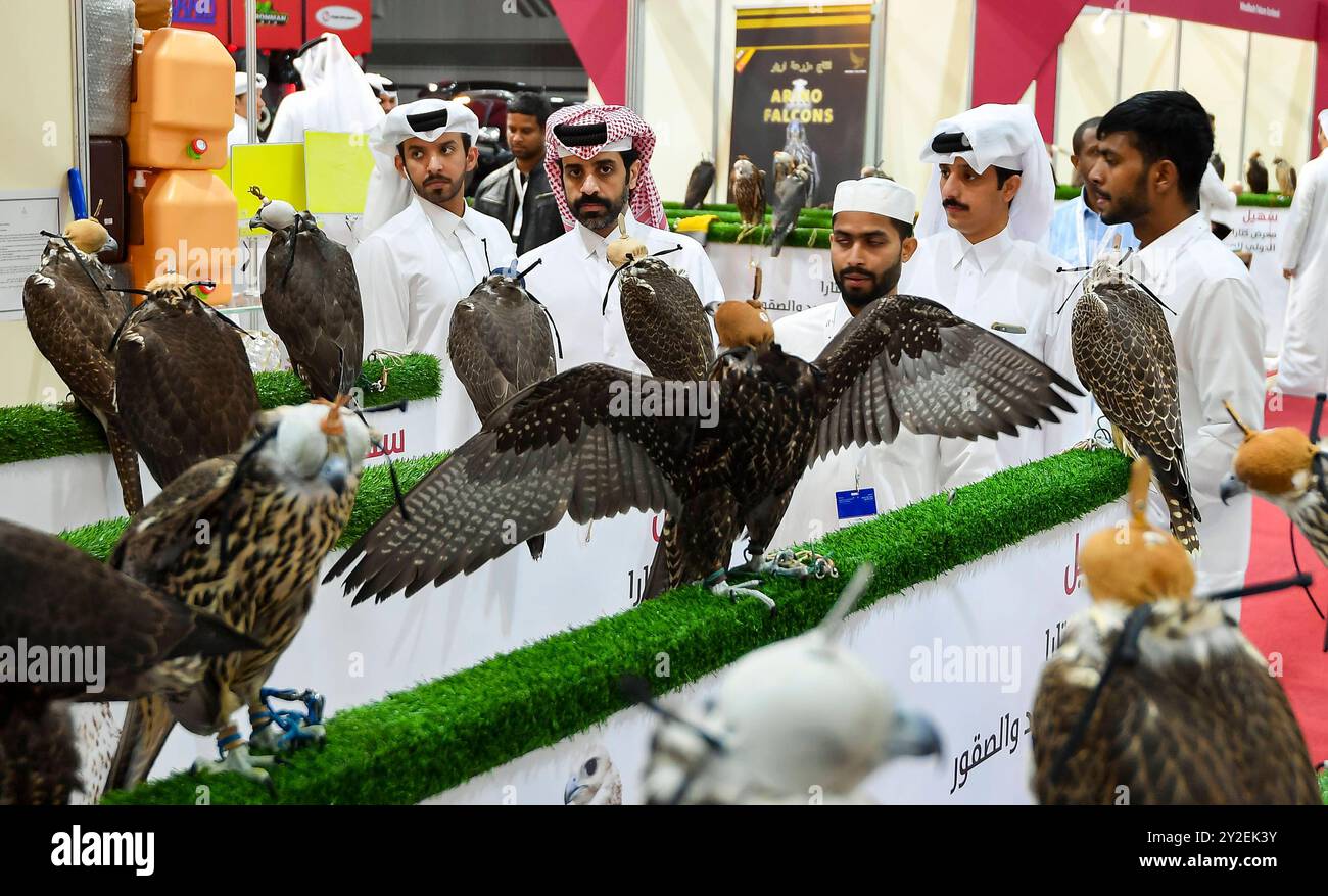 INTERNATIONAL HUNTING AND FALCONS EXHIBITION IN DOHA Qatari visitors ...