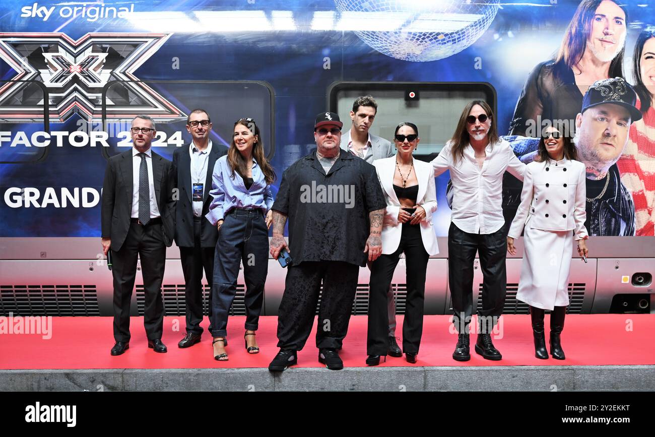 Milan, Italy X Factor 2024 photocall with Giorgia presenter, Achille ...