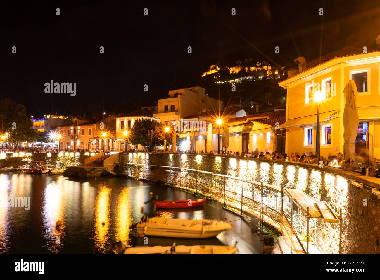 Nafpaktos famous touristic destination at night Stock Photo - Alamy