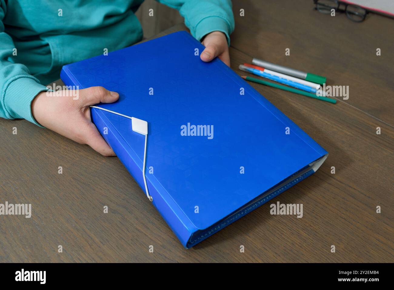 Large plastic folder for papers for schoolchildren Stock Photo - Alamy