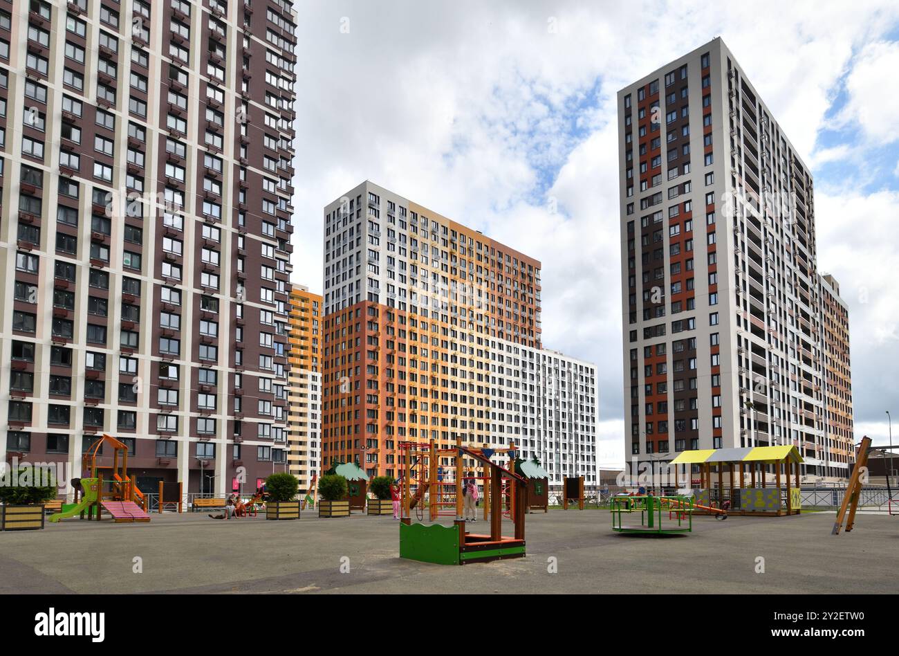 Moscow, Russia - July 21. 2024. Modern urban city style in the area of ...