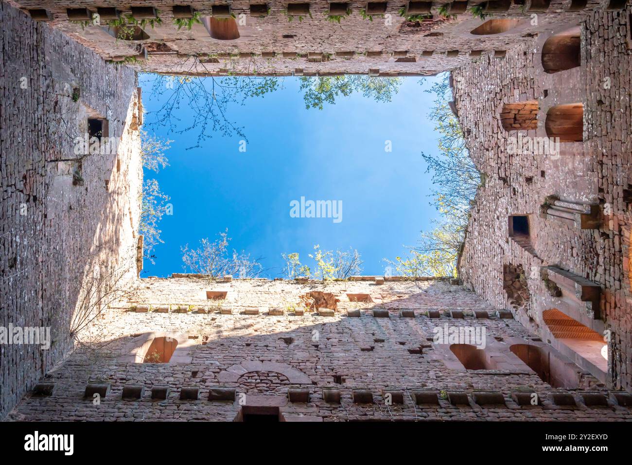 Ottrott Castles, France - 09 07 2024: View of the inside the Roman ...