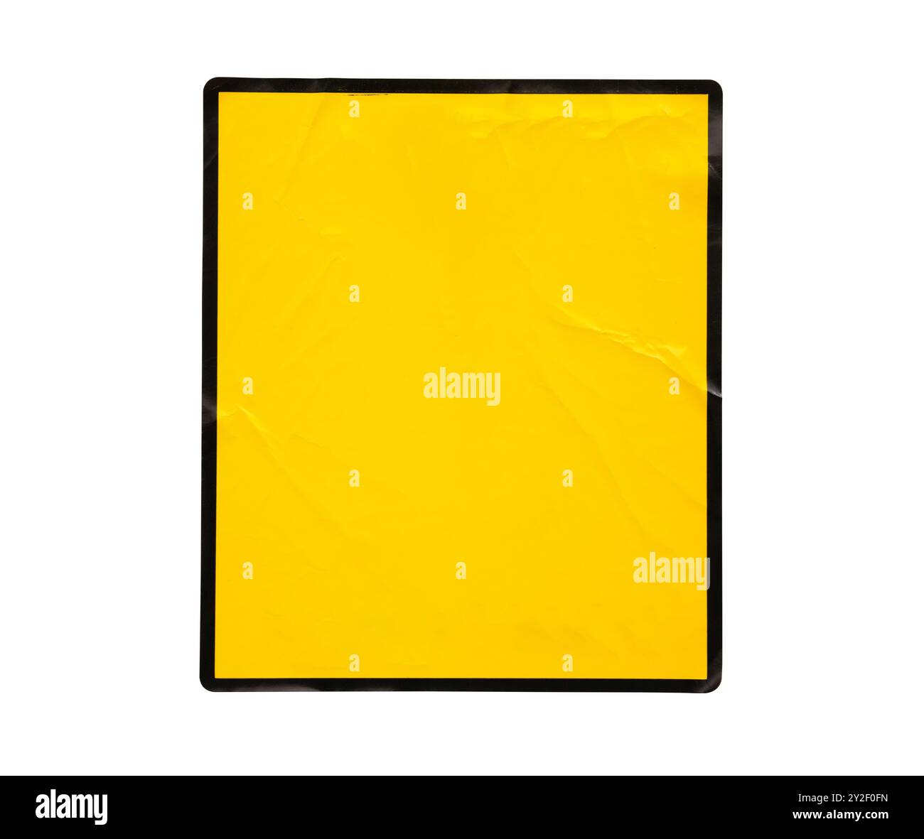 Blank warning sign yellow color with black frame sticker isolated on ...