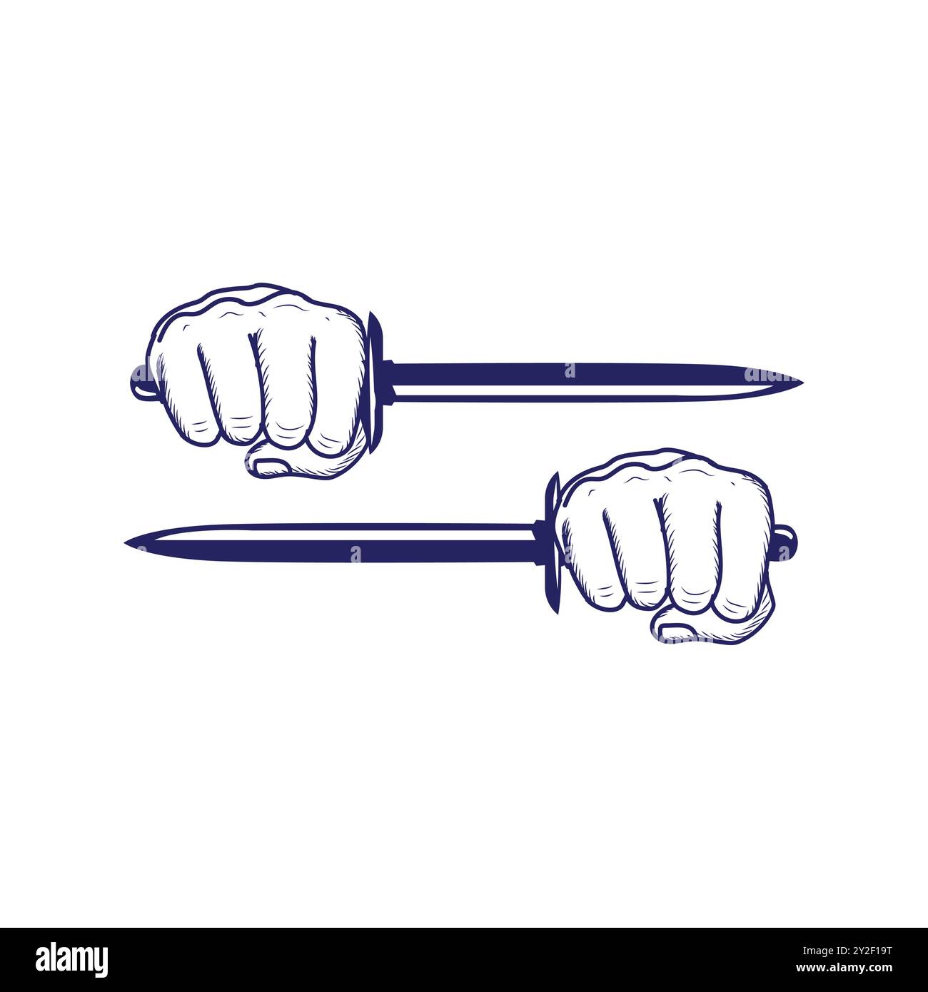 Hand Drawn Sketch Hand Hold Dagger Knife Sword Weapon Illustration ...