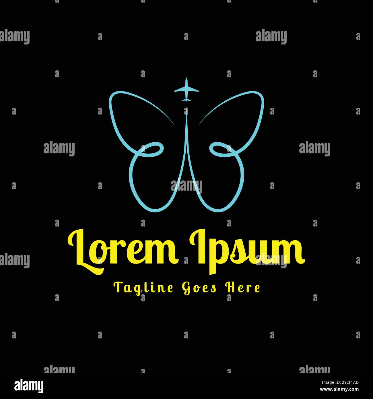 Spread Wings Butterfly Insect Line with Plane for Travel Trip Tourism ...