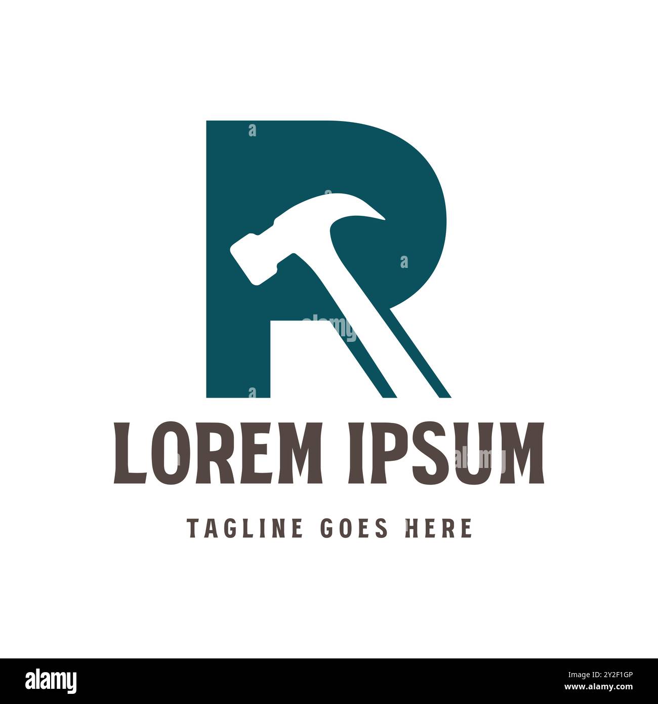 Simple Initial Letter R with Hammer for Repair Service Icon ...