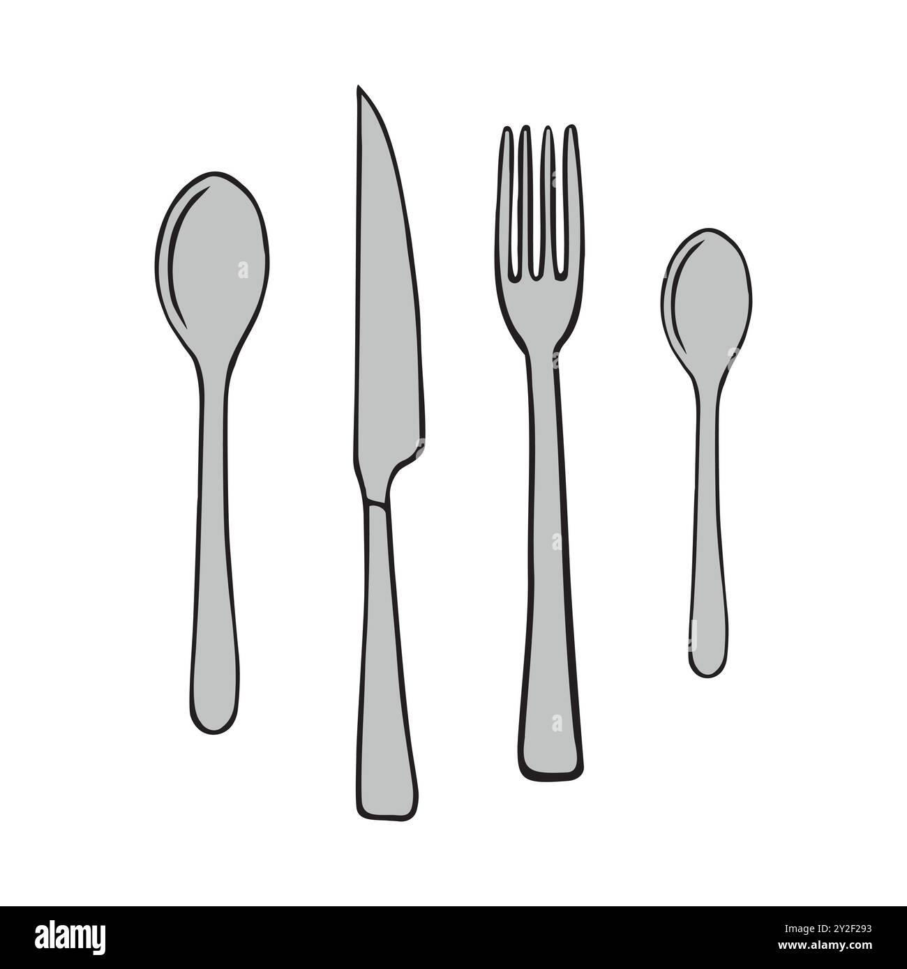 Vector hand drawn doodle sketch colored cutlery isolated on white ...