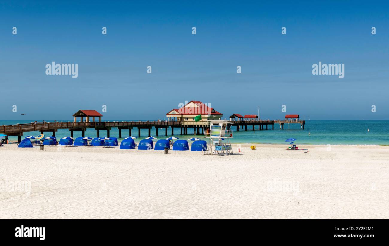 Clearwater beach and pier in sunny summer day, Clearwater, Florida ...
