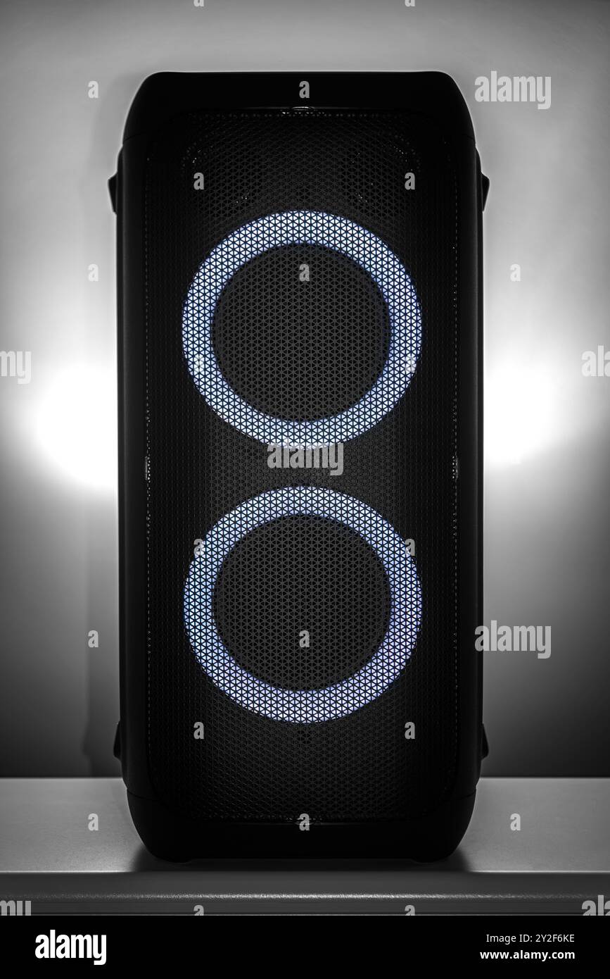 Large wireless speaker in home interior Stock Photo - Alamy