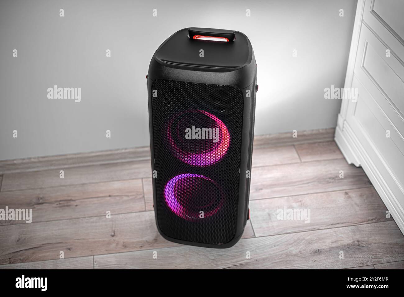 Large wireless speaker in home interior Stock Photo - Alamy
