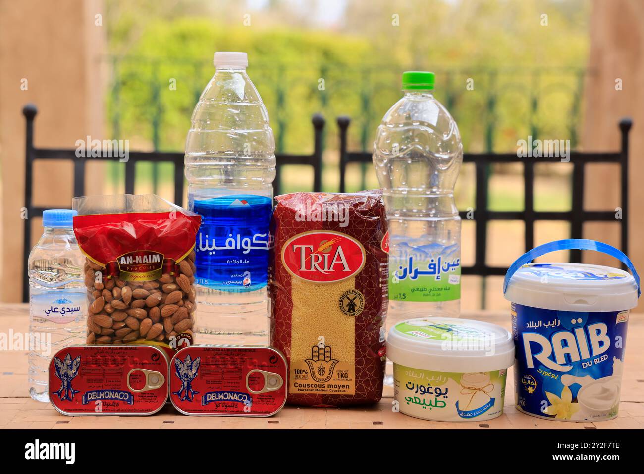 Moroccan food products purchased at the supermarket: Mineral water ...