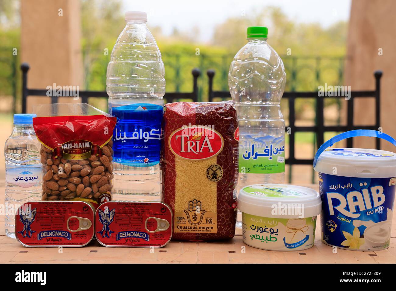 Moroccan food products purchased at the supermarket: Mineral water ...