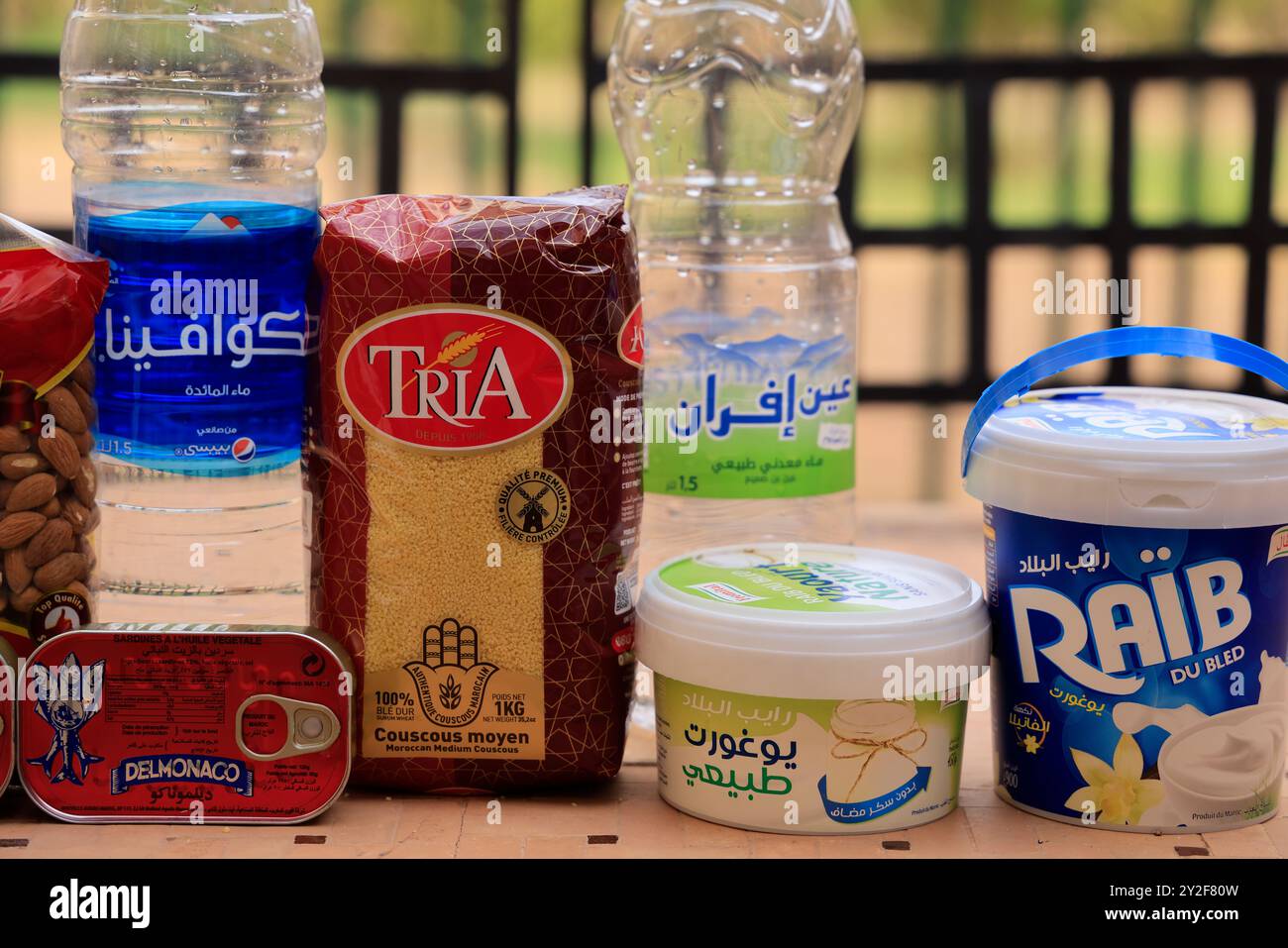 Moroccan food products purchased at the supermarket: Mineral water ...