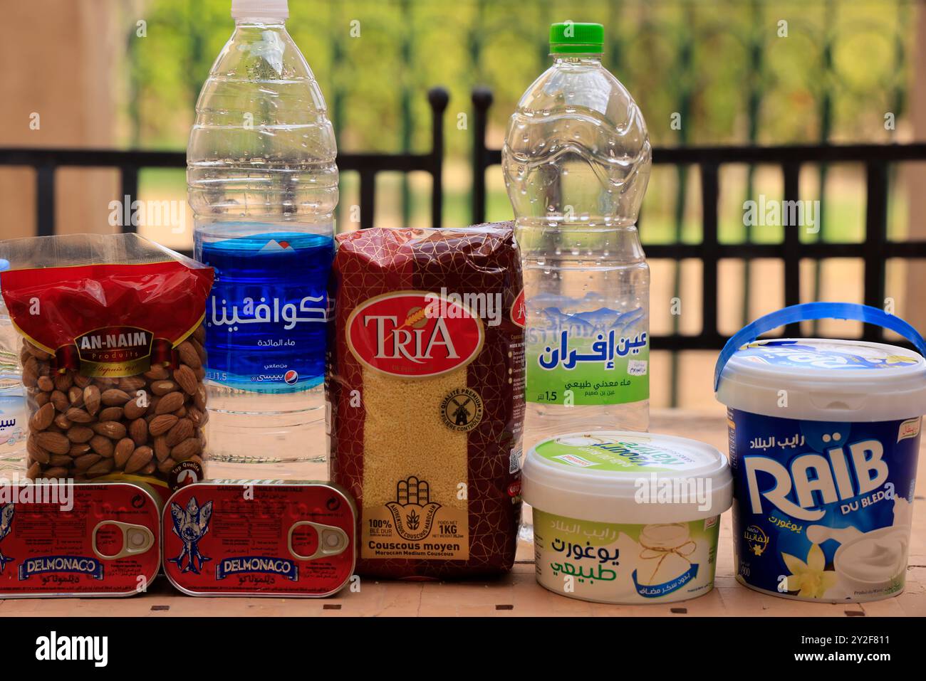 Moroccan food products purchased at the supermarket: Mineral water ...