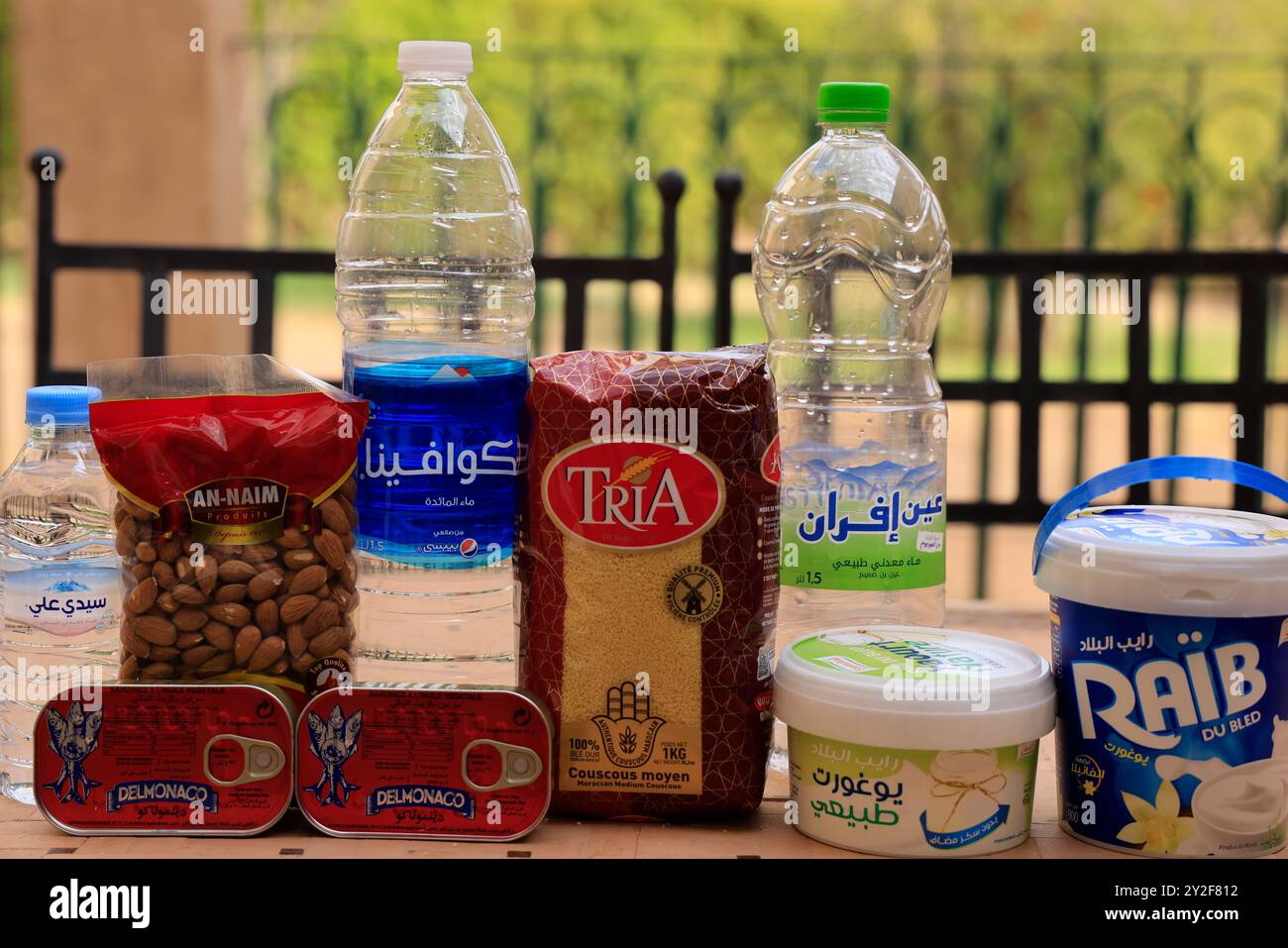 Moroccan food products purchased at the supermarket: Mineral water ...