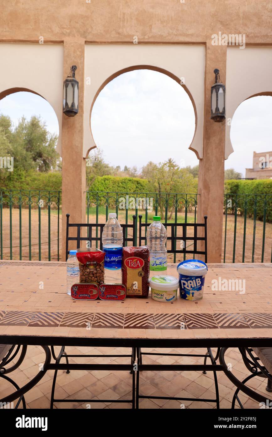 Moroccan food products purchased at the supermarket: Mineral water ...