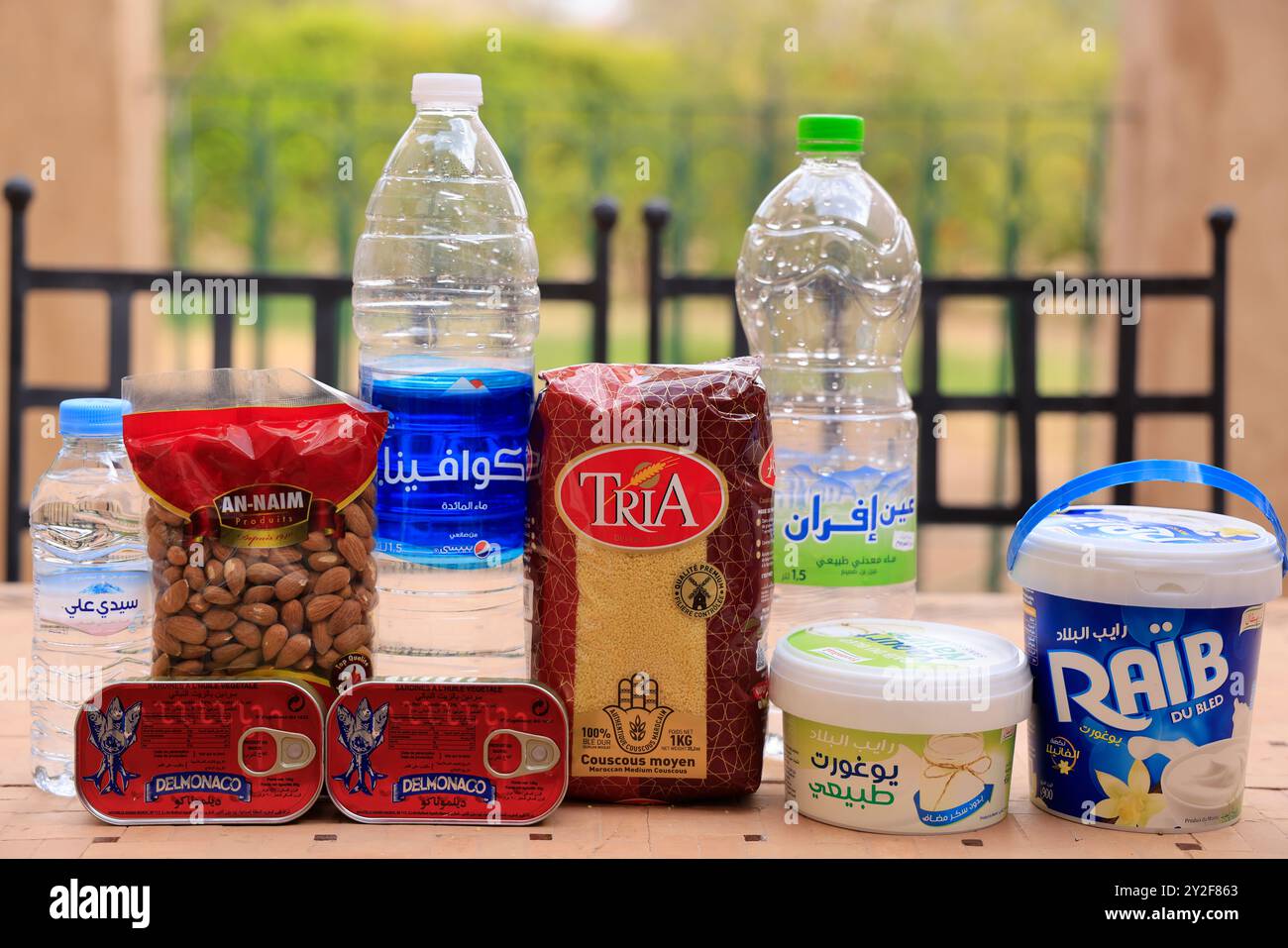 Moroccan food products purchased at the supermarket: Mineral water ...