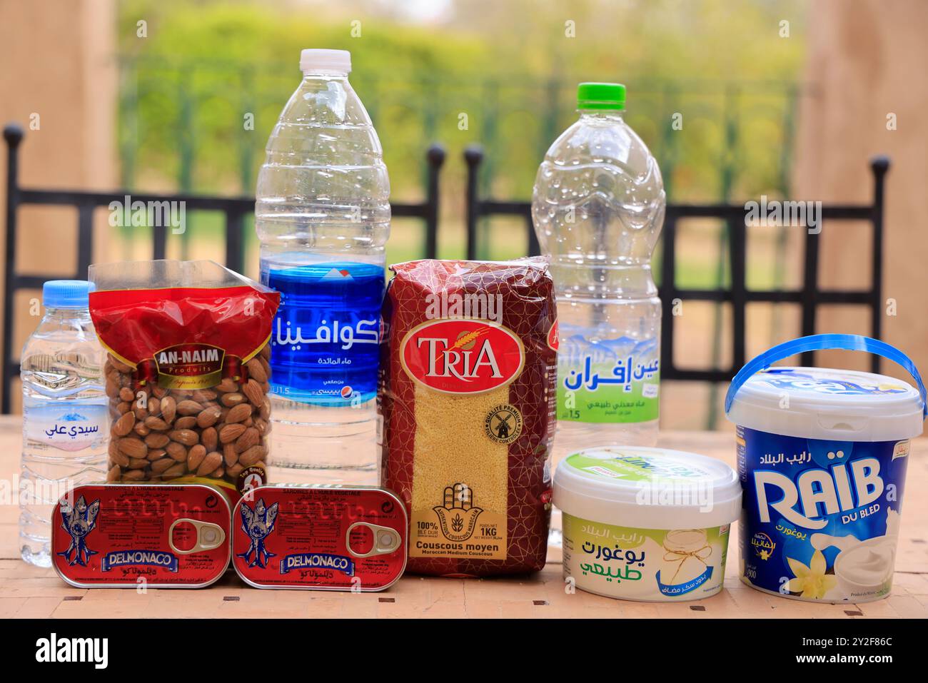 Moroccan food products purchased at the supermarket: Mineral water ...