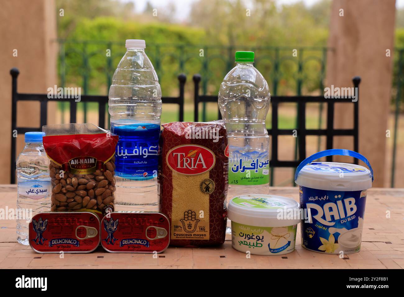 Moroccan food products purchased at the supermarket: Mineral water ...