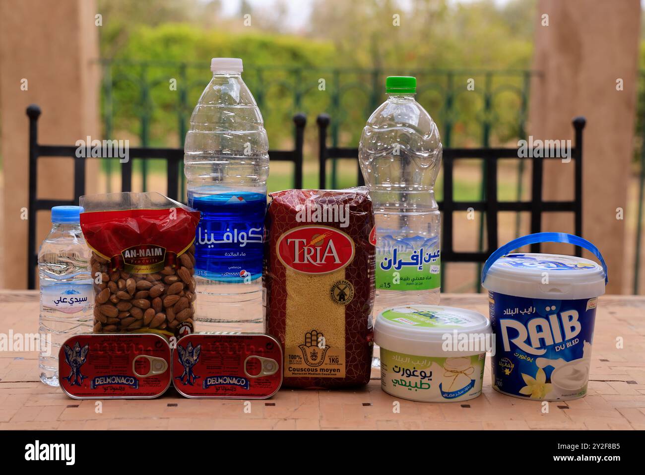 Moroccan food products purchased at the supermarket: Mineral water ...