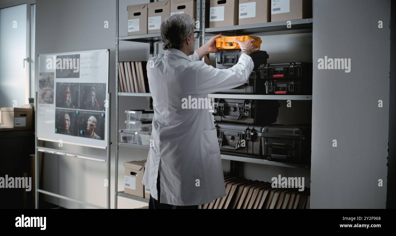 Modern archaeological science lab: Mature scientist or archaeologist in ...