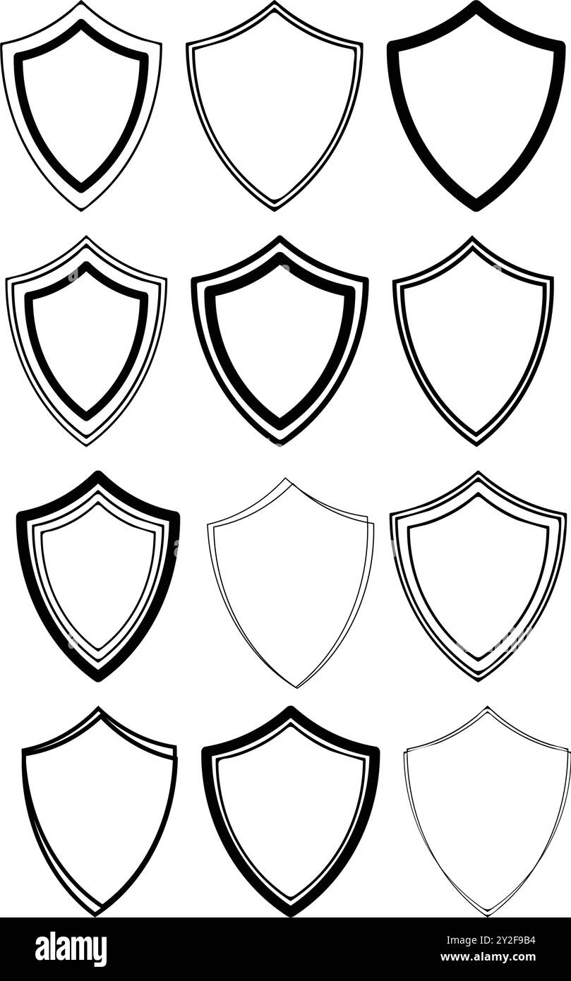 Frame shield icon element, outline border grunge shape icon, decorative ...