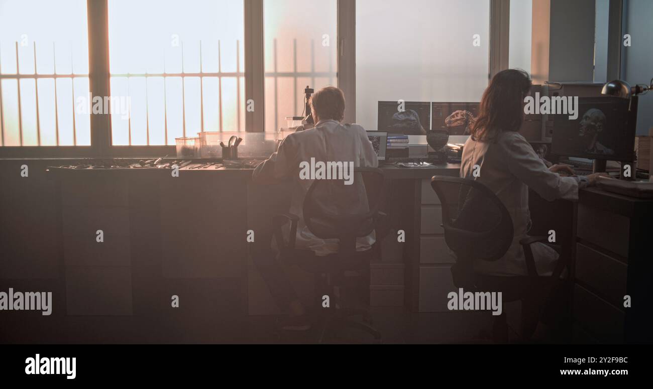 Mature scientist microbiologist conducts hi-res stock photography and ...