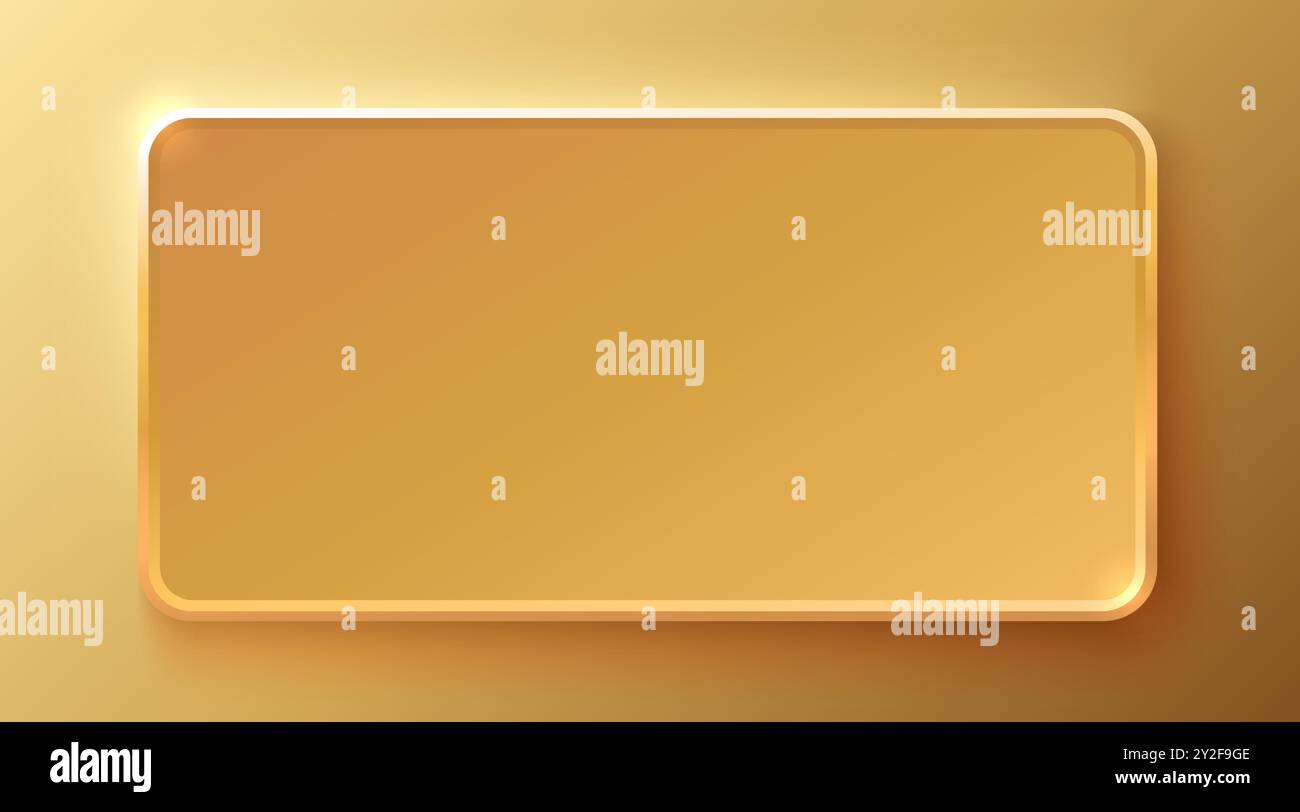 Golden frame label, event bar button, gold signboard. Vector Stock ...