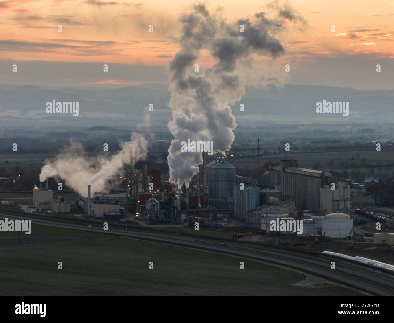 View of methanol and ethanol factory. Polish producer of bioethanol and ...