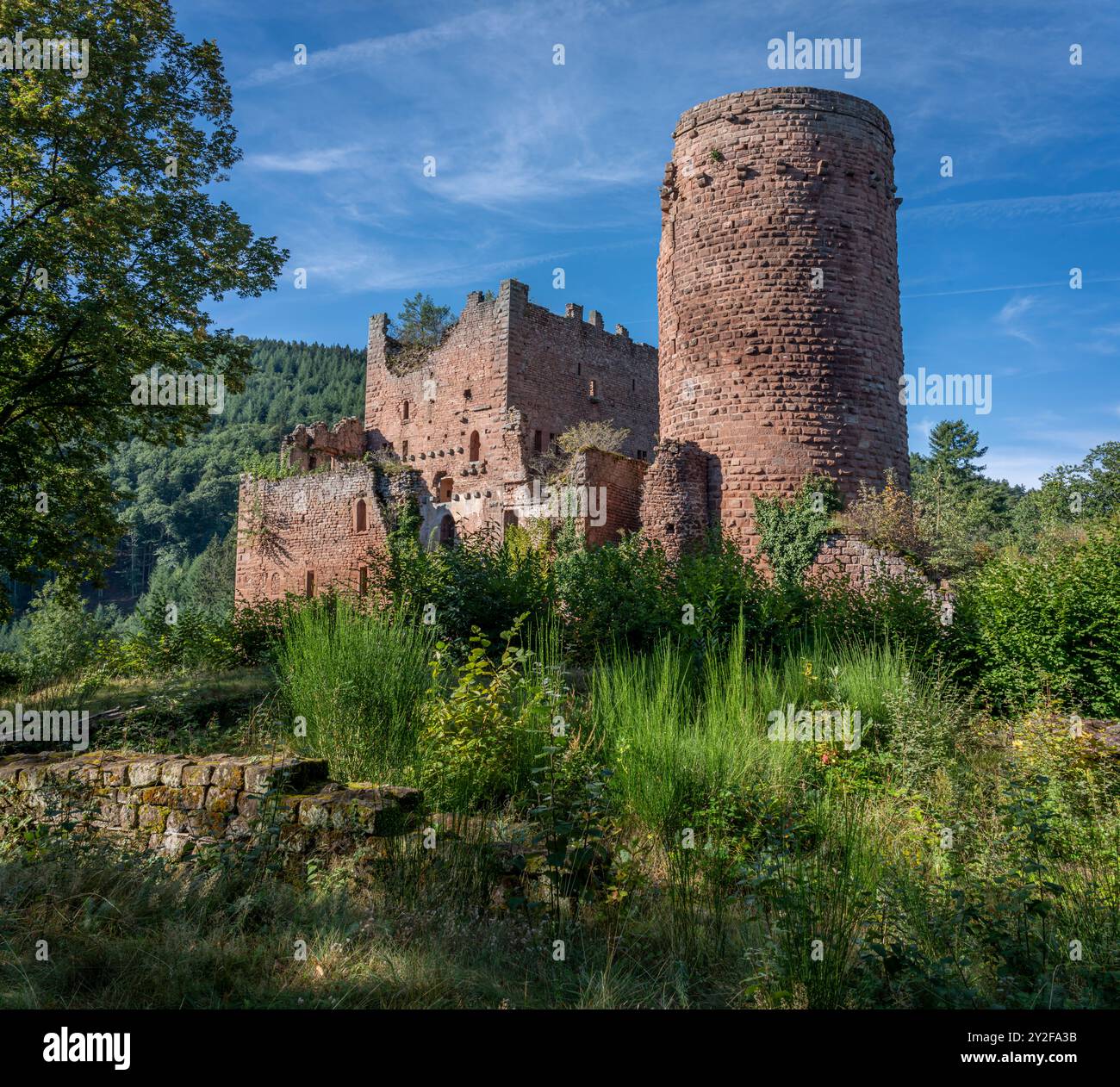 Ottrott Castles, France - 09 07 2024: View of the Rathsamhausen Castle ...
