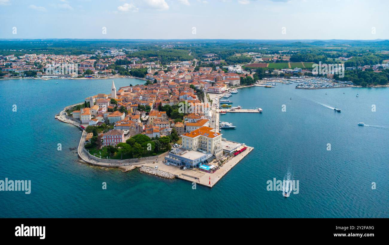 Porec, Istria, Croatia - August 27, 2024: Aerial view of the city of ...