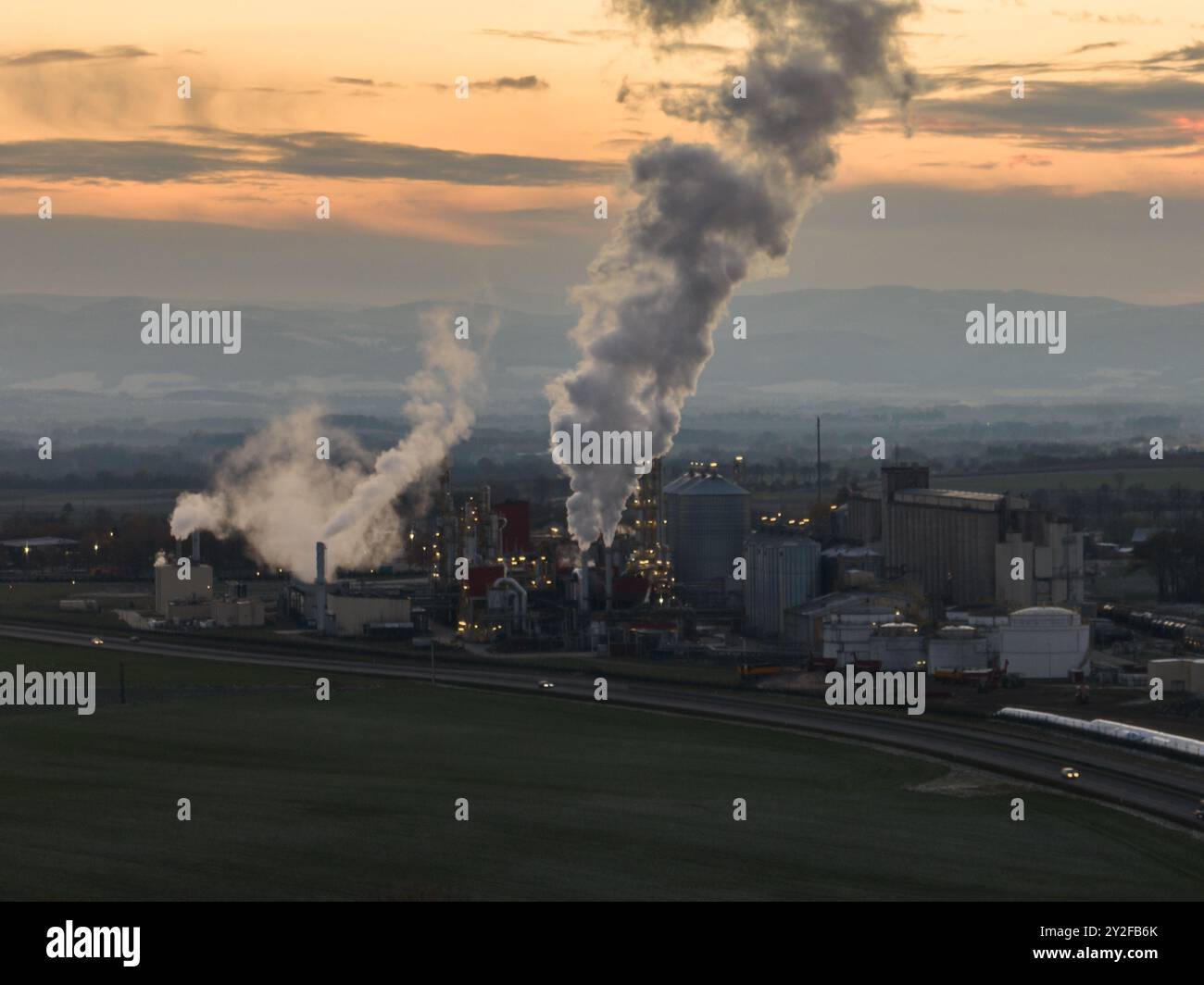 View of methanol and ethanol factory. Polish producer of bioethanol and ...