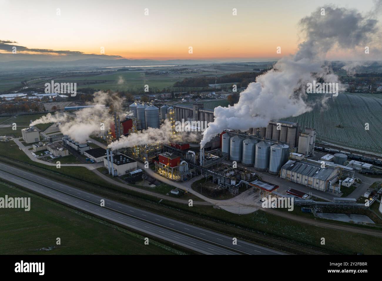 View of methanol and ethanol factory. Polish producer of bioethanol and ...