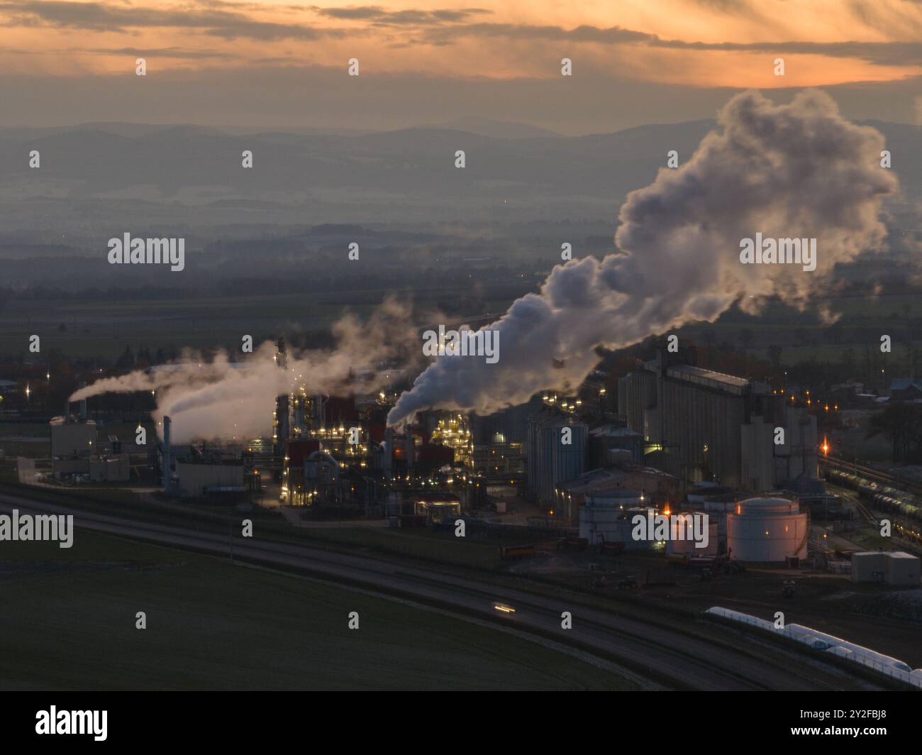 View of methanol and ethanol factory. Polish producer of bioethanol and ...