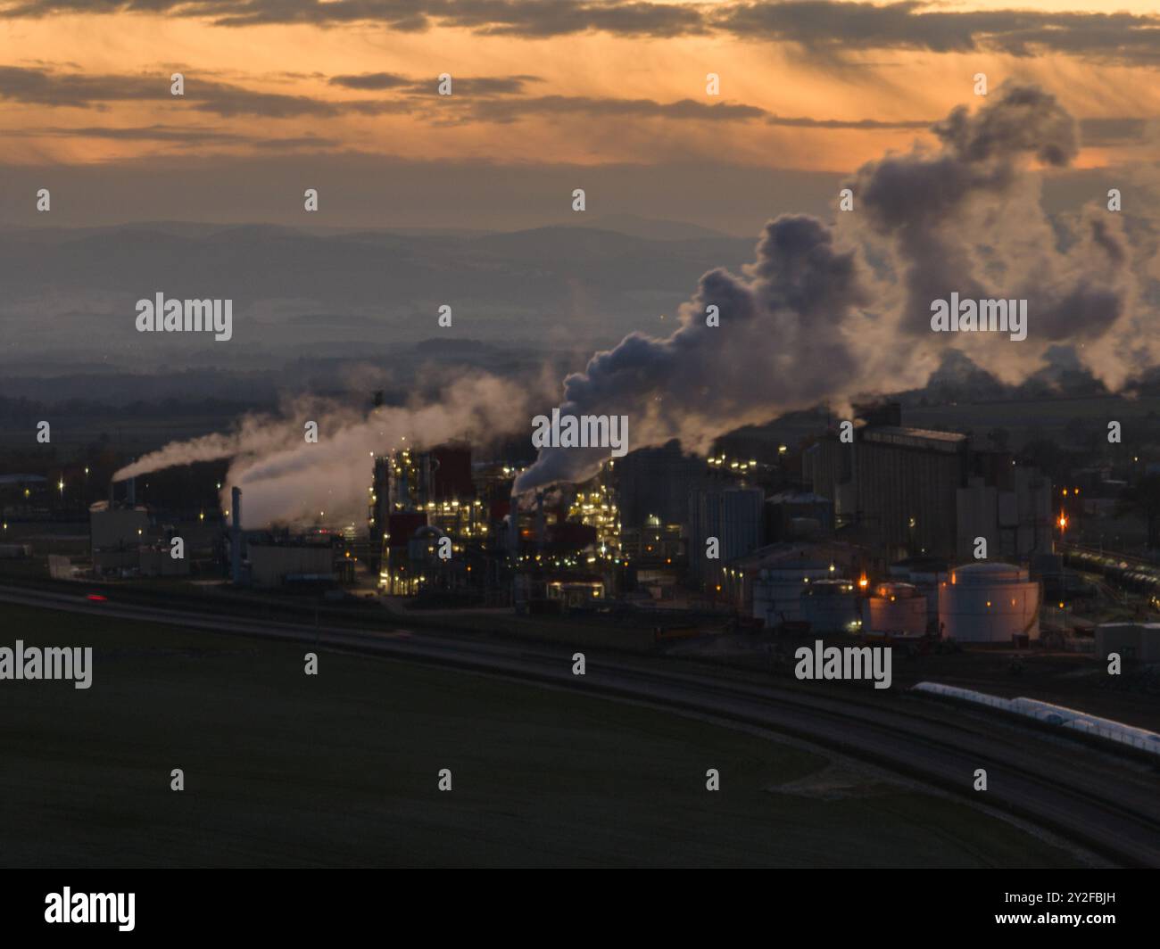 View of methanol and ethanol factory. Polish producer of bioethanol and ...