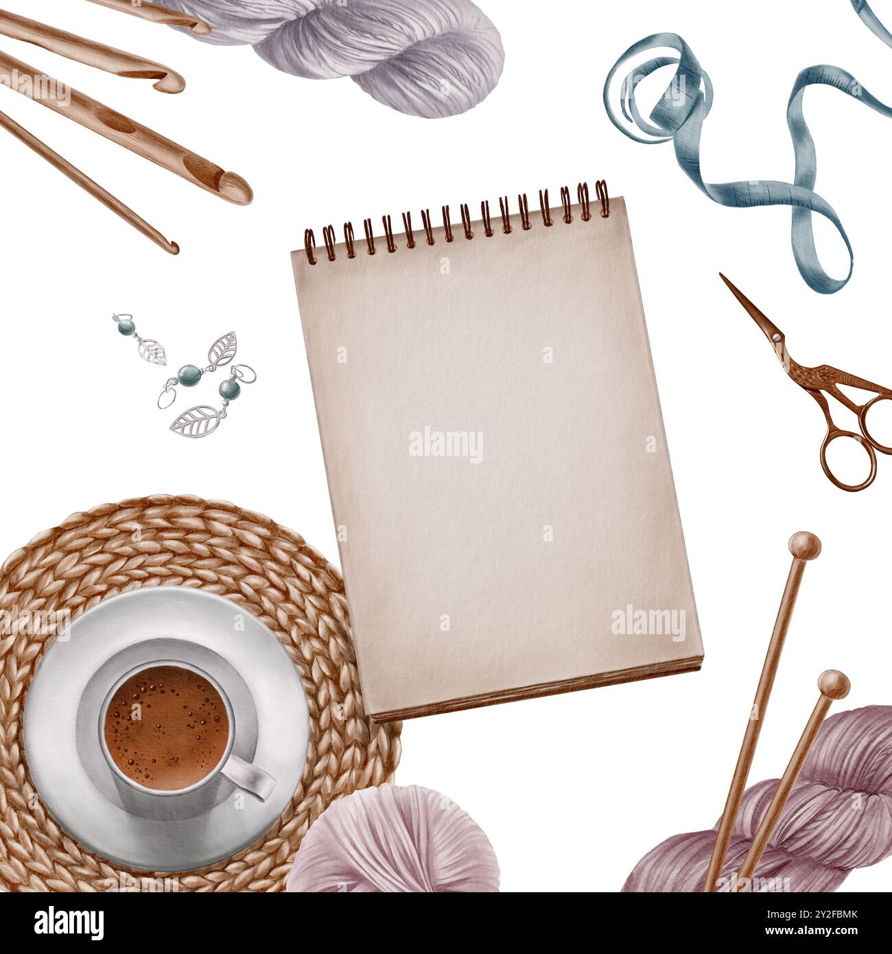 Template for text. Notebook with empty space for writing on white ...