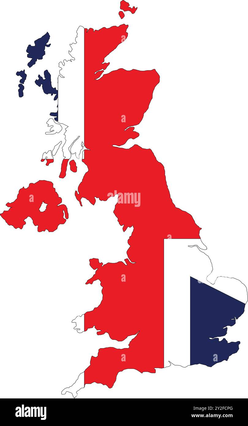United Kingdom Flag in Map, Britain Map with Flag, Map of United ...