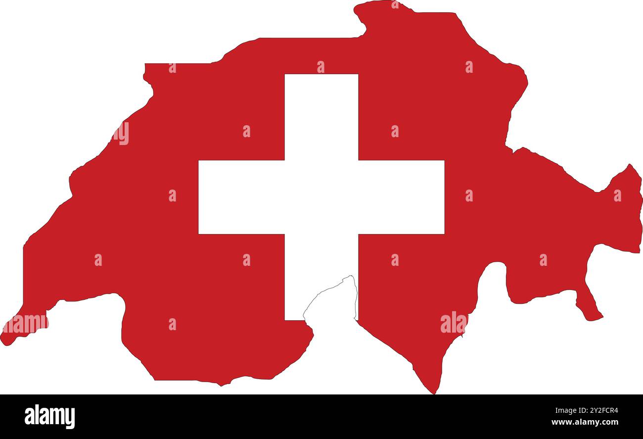 Switzerland Flag in Map, Switzerland Map with Flag, Map of Switzerland ...