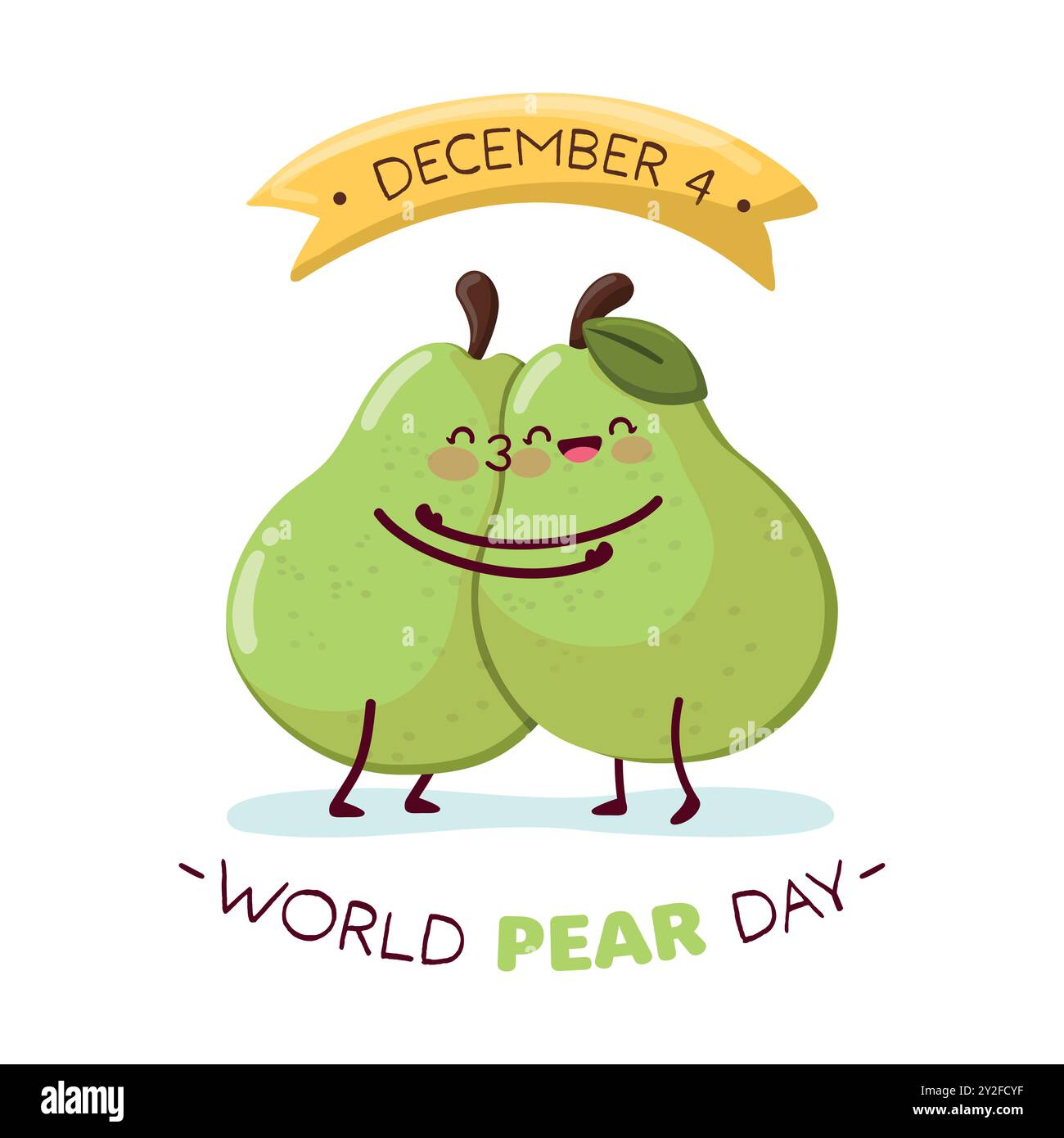 World pear day. Two cute pears hugging each other Stock Vector Image ...