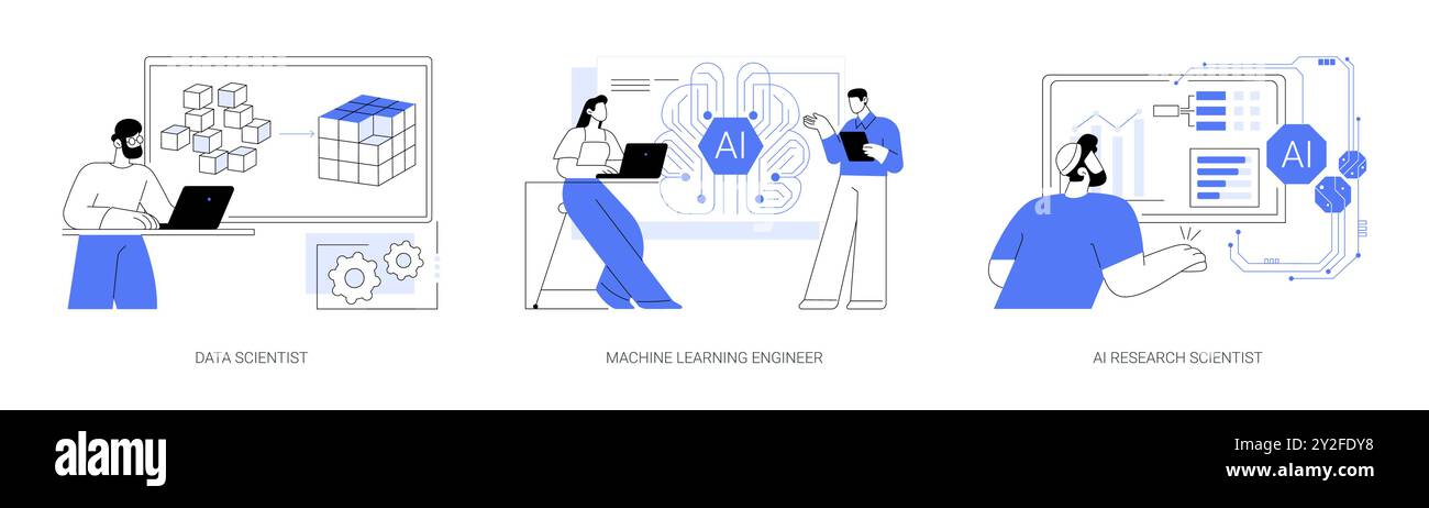 Artificial Intelligence jobs isolated cartoon vector illustrations se ...