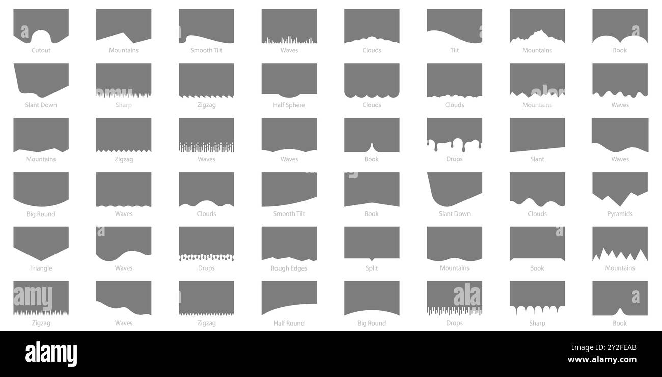 Divider Shapes for Web Pages Set. Abstract Elements for Header and ...