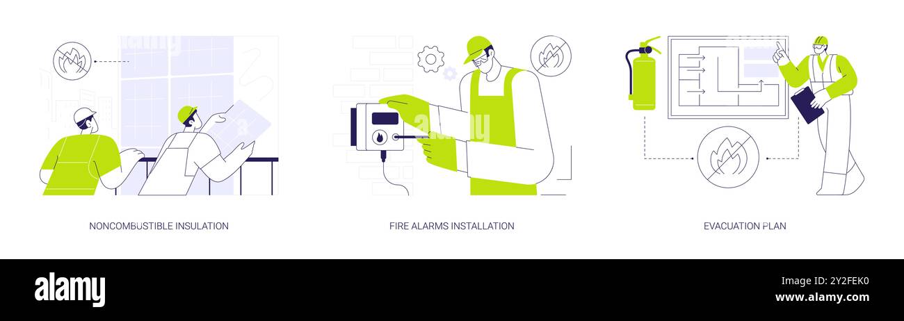 Fire protection system abstract concept vector illustrations Stock ...
