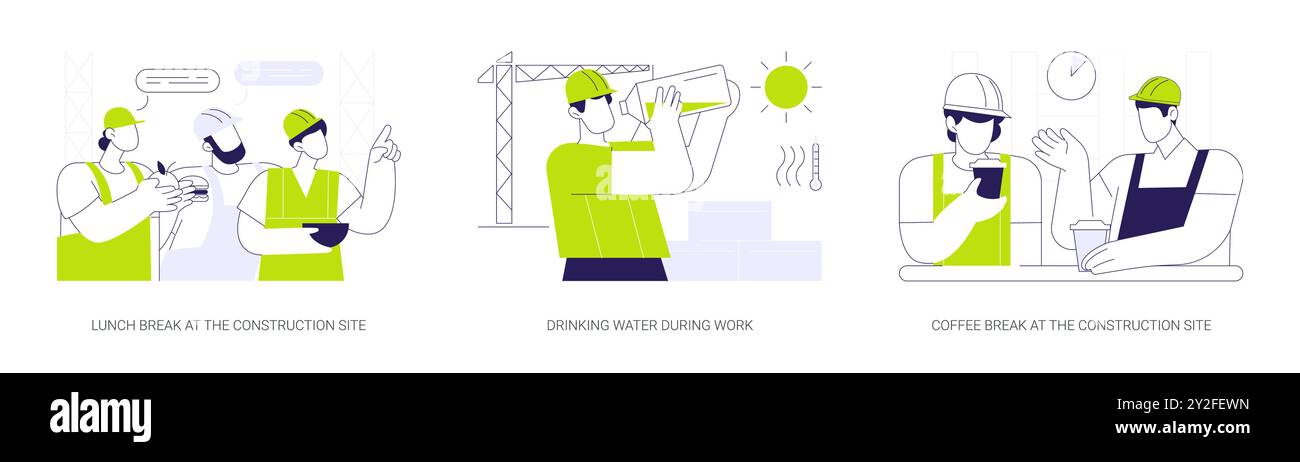 Builder daily routine abstract concept vector illustrations Stock ...