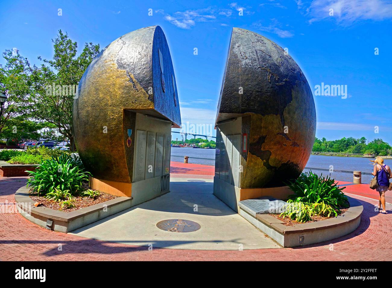 The beautiful World War Two Memorial in or on City Hall landing on the ...