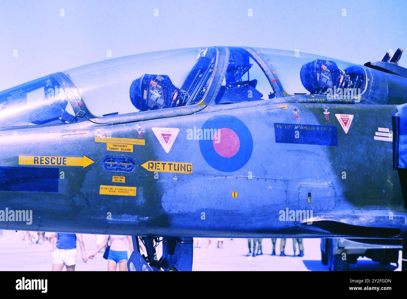 Old 1980's 35mm negative film scan. RAF Sepecat Jaguar T2 on static ...
